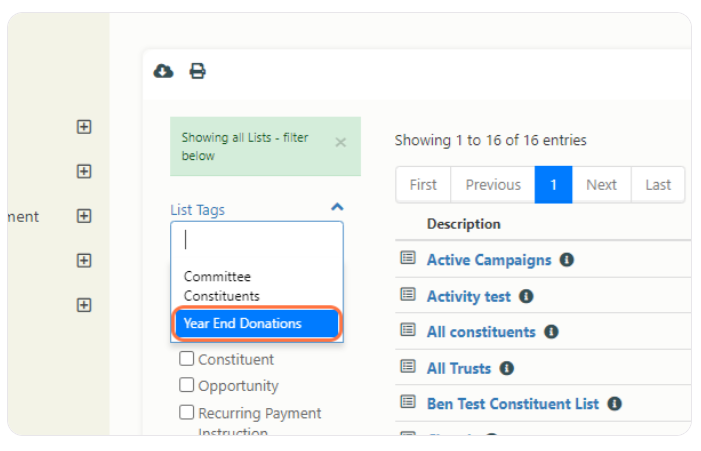 List Tags - Categorising and Organising your Lists – Donorfy Support