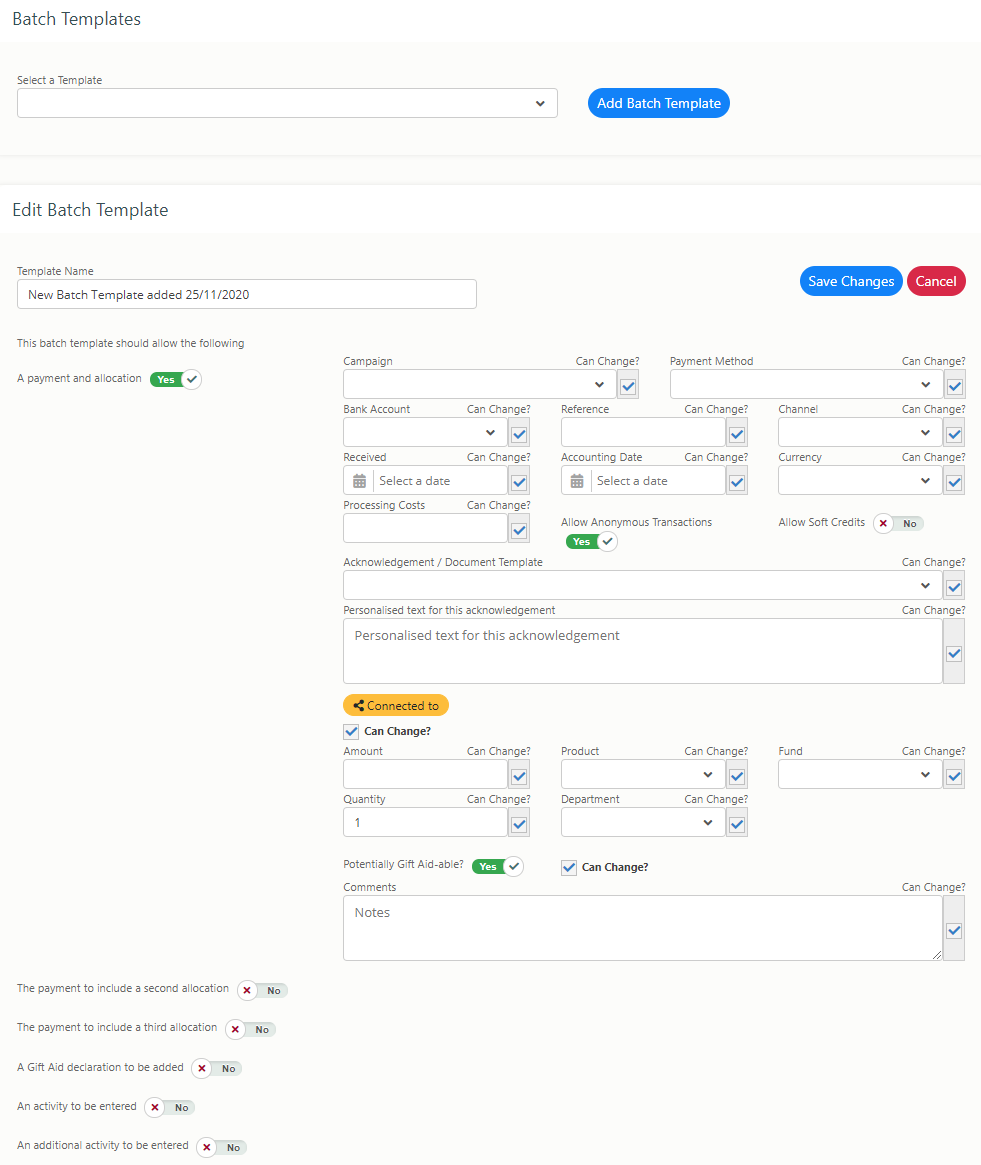 Batch Templates – Donorfy Support